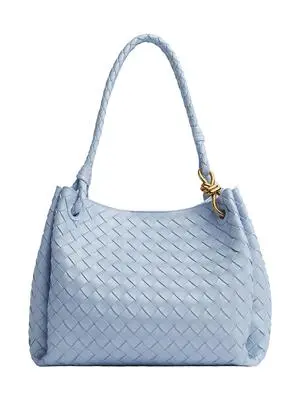 Bottega Veneta Large Leather Parachute Shoulder Bag - Silver