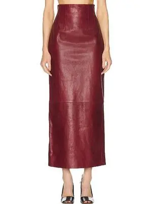 Khaite Loxley Leather Skirt - Oxblood