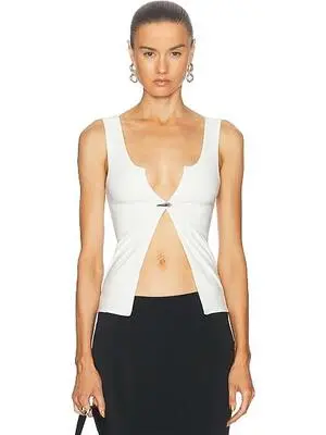 GRACE LING Shark Teeth Tank Top - Ivory