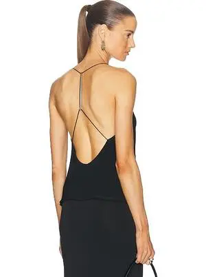 GRACE LING Biomorphic Spine Open Back Top - Black