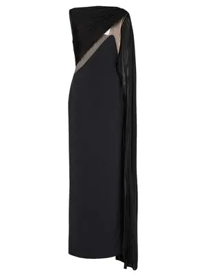 David Koma Draped Jersey And Tulle Gown - Black