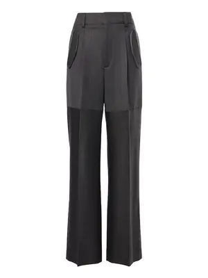 Victoria Beckham Paneled Wide-leg Wool Pants - Black