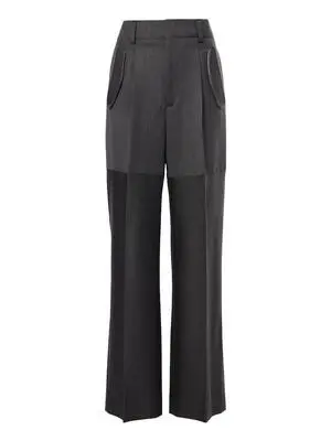 Victoria Beckham Paneled Wide-leg Wool Pants - Black