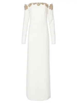 Costarellos Meline Embellished Gown - White