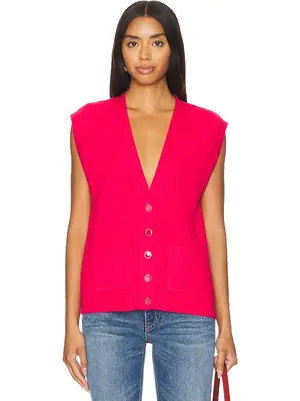 525 America Jessica Button Front Vest - Cherry Red
