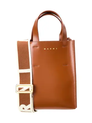 Marni Marni Museo Nano Leather Tote Brown