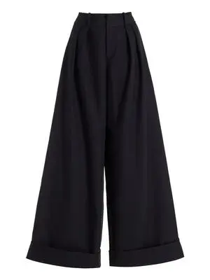 Françoise Mila Wide-leg Gabardine Pants - Black