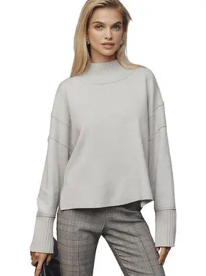 Maeve The Logan Turtleneck Sweater - Light Heather Grey