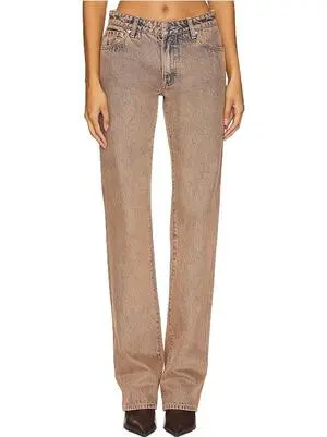 GRLFRND Isabel Low Rise Straight Jeans - Brown