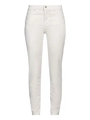 Armani Exchange Slim Fit Stretch Pants With Leather Trims - Off White