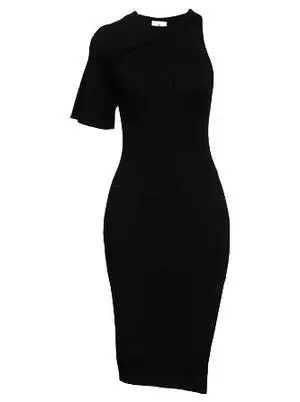 COURREGES Midi Bodycon Ribbed-knit Dress - Black