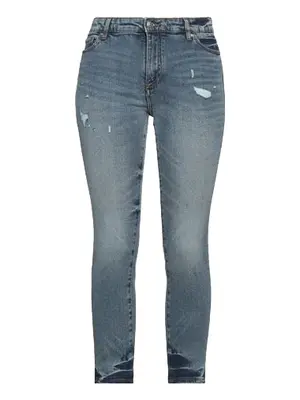 Armani Exchange Slim Fit Jeans With Leather Trims - Blue