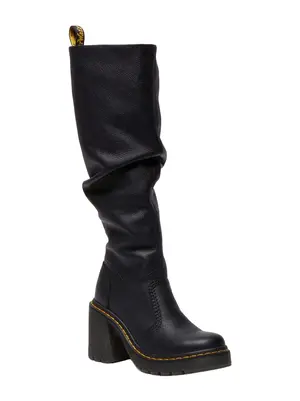 Dr. Martens Kasey Virginia Leather Knee High Boots - Black