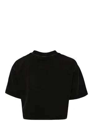 GROUND ZERO Logo-embroidered Cropped T-shirt - Black