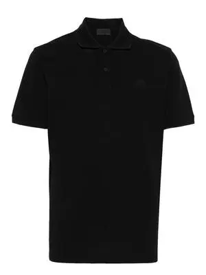 Moncler Rubberised-logo Polo Shirt - Black