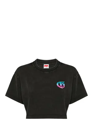 GROUND ZERO Logo-print Cropped T-shirt - Black
