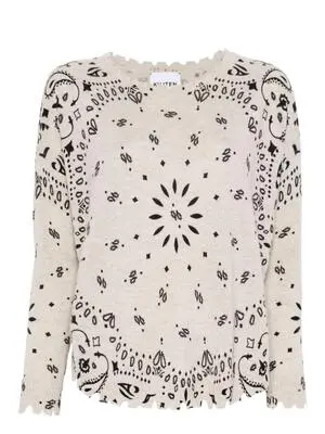 KUJTEN Bandana Print Cashmere Sweater