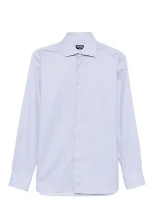 Zegna Pattern-jacquard Shirt - Blue