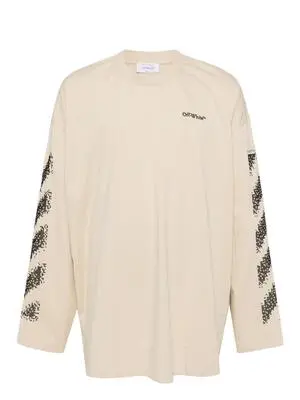 Off-White Logo-embroidered Long-sleeved T-shirt - Neutrals