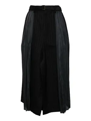 Sacai Striped Pleated Skirt - Black