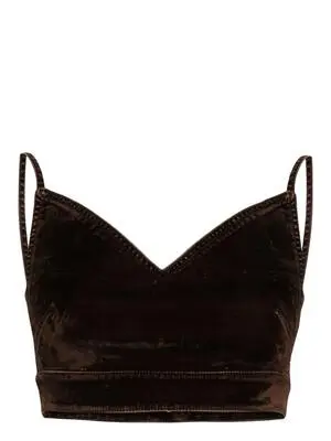 Loewe Velour V-neck Cropped Top - Brown