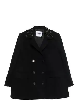 MSGM Eyelet-detail Coat - Black