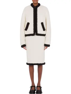 Moschino Waffle Knit Virgin Wool Blazer - White