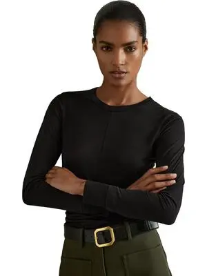 REISS Sierra Ruched Top - Black