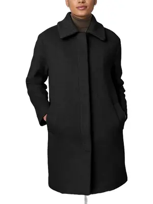 Bernardo Rib Collar Car Coat Black