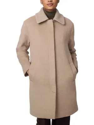 Bernardo Rib Collar Car Coat Oatmilk