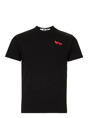 Play Comme Des Garcon Brand-embroidered Crewneck Cotton-jersey T-shirt Xxl - Black