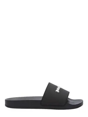 Palm Angels Classic Logo Pool Slides - Black/white
