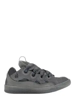 LANVIN Leather Curb Speckled Effect Sneakers - Light Grey