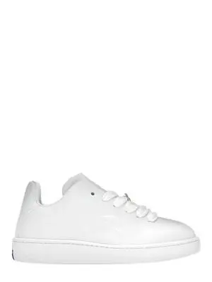 Burberry Leather Box Sneakers With Debossed Equestrian Knight - White