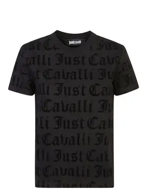 Just Cavalli Flocked Logo T-shirt - Black