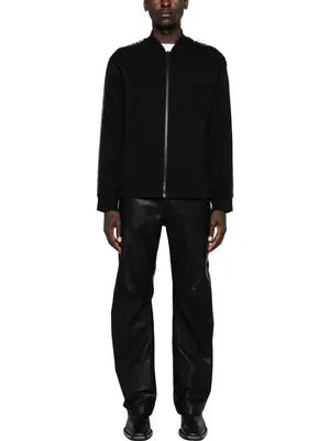 Versace Logo-trim Zip-up Sweatshirt - Black