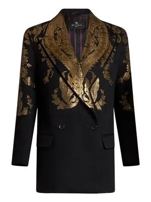 Etro Metallic Paisley Double-breasted Blazer - Black