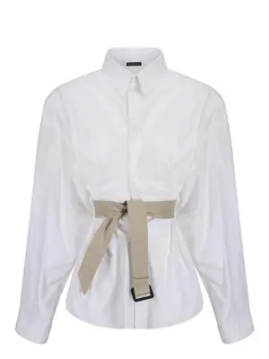Balenciaga Belted Cotton Shirt - White