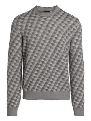 Giorgio Armani Geo Print Crewneck Sweater - Grey