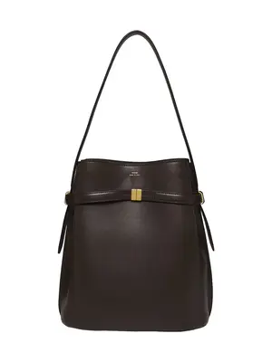 TOTEME Toteme Belted Leather Bucket Bag Bark