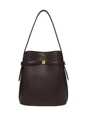 TOTEME Toteme Belted Leather Bucket Bag Bark
