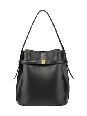 TOTEME Belted Leather Bucket Bag - Black