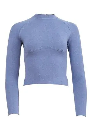 Fleur Du Mal Knit Underbust Long Sleeve Top - Charcoal Blue