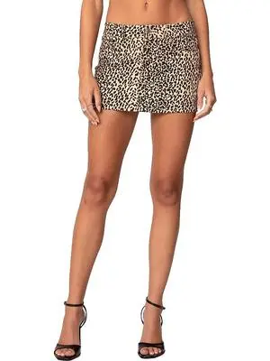EDIKTED Printed Mini Skirt - Leopard