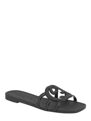 Gucci Palma Rubber Slides - Nero