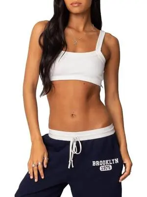 EDIKTED Sariah Ribbed Crop Top - White