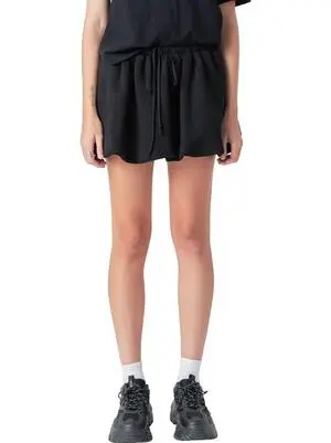 GREY LAB Bubble Hem Scuba Knit Drawstring Mini Skirt Black