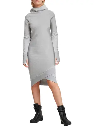 MARCELLA Walker Long Sleeve Hooded Sweatshirt Dress - Melange Grey
