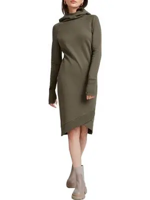 MARCELLA Walker Long Sleeve Hooded Sweatshirt Dress - Olive