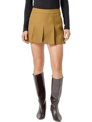 English Factory Pleated Twill Skort - Brown